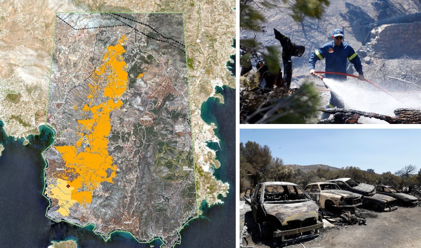 Keratea fire: 15,808 acres burned - Satellite image reveals scale of destruction