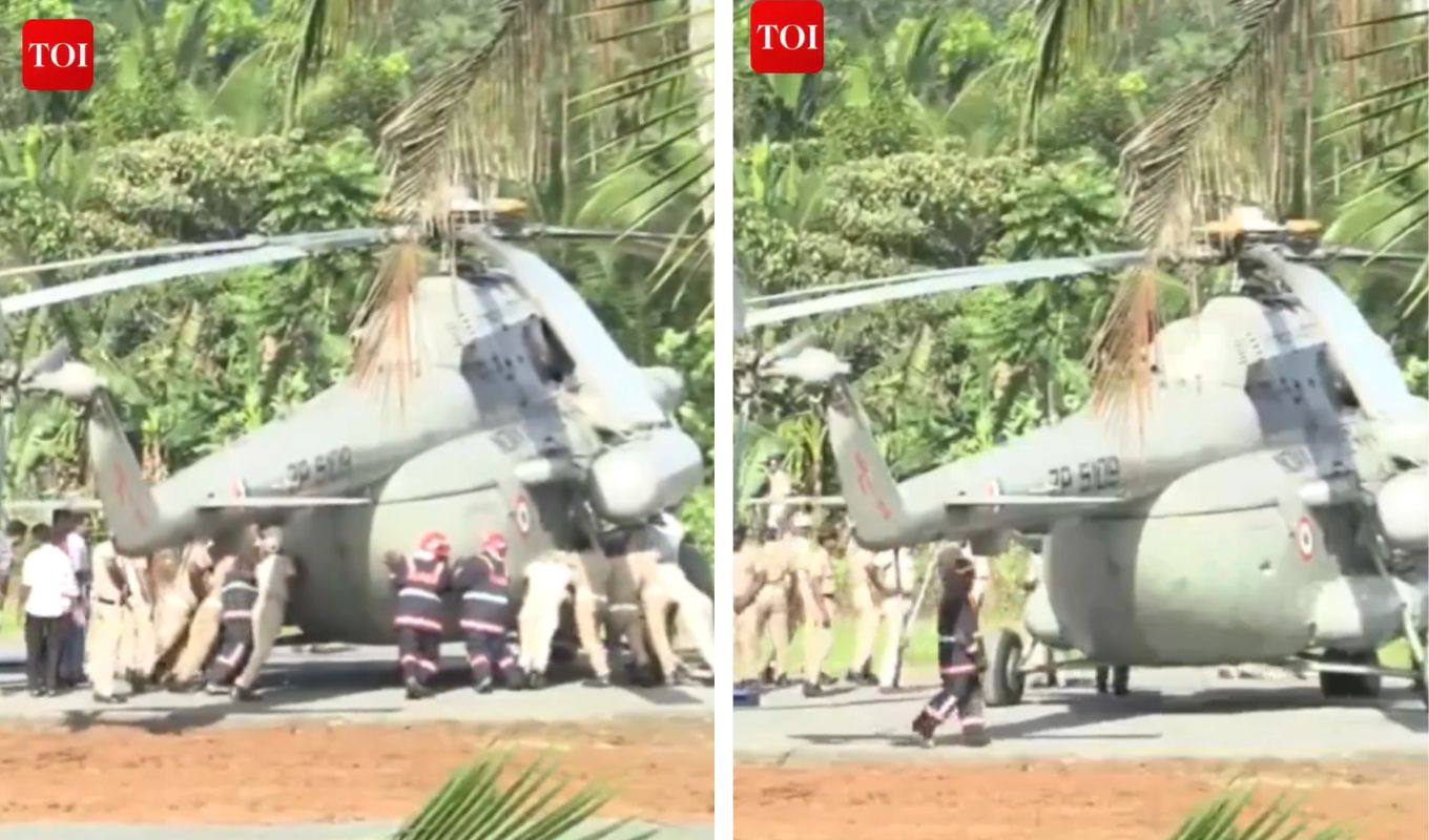 India: President's helicopter lands in fresh cement and gets stuck