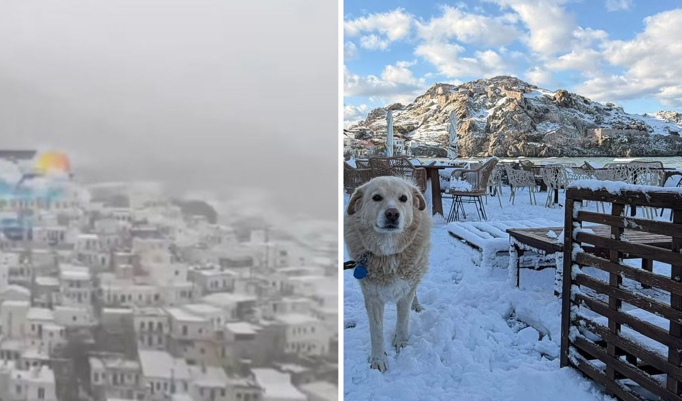Snow blankets Greek islands for New Year's Day 2026